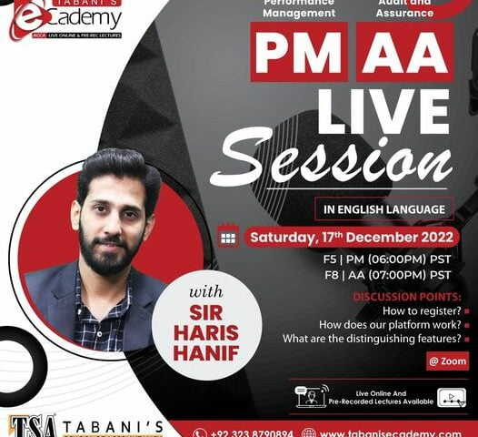 Join Sir Haris Hanif for the ACCA paper AA & PM live online session on ...